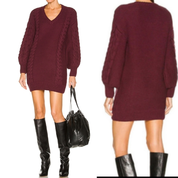 Bardot | Dresses | Bardot Deep Burgundy Cable Knit Mini Dress | Poshmark